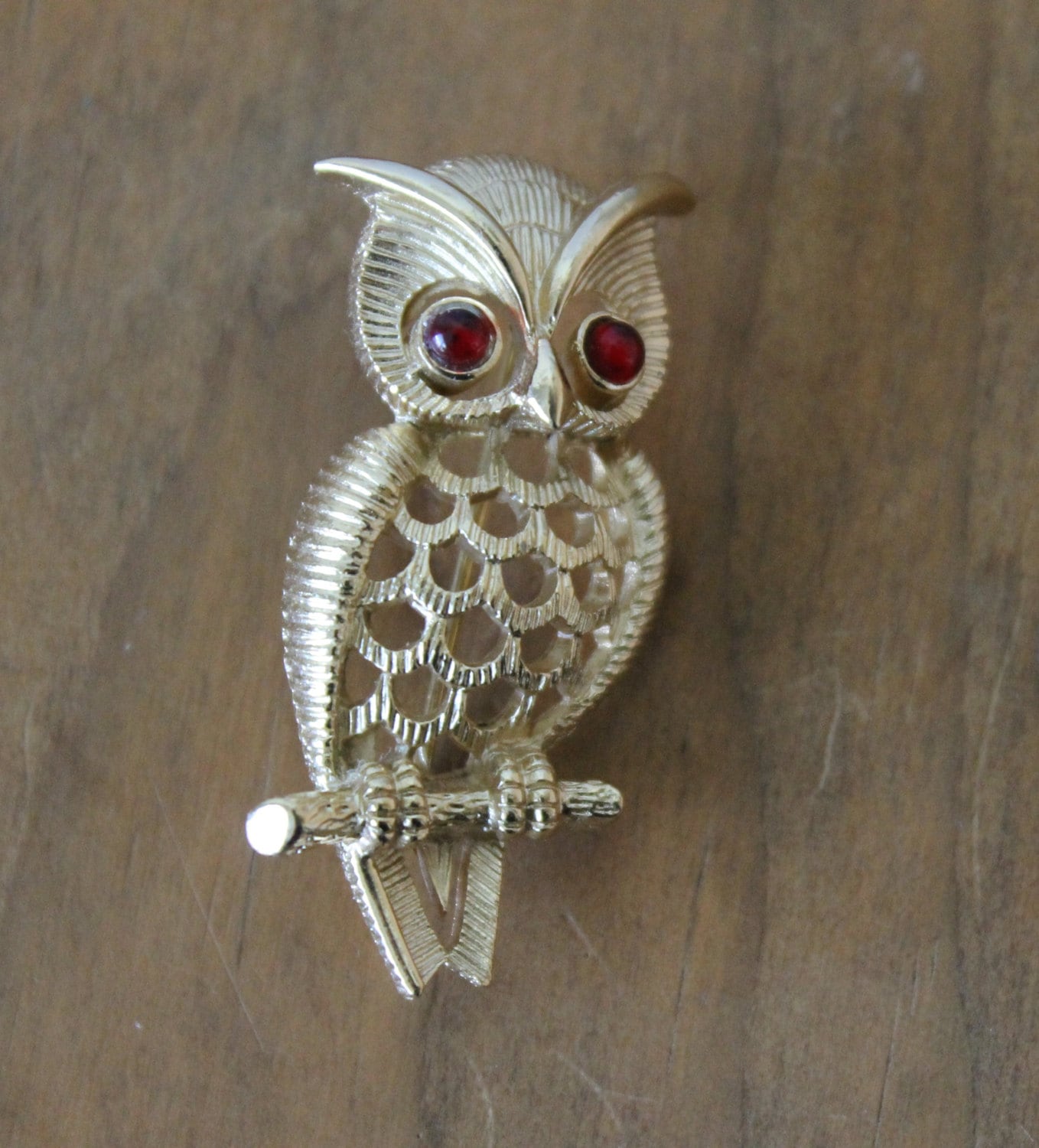 Vintage Owl Avon Pin Red Glass Eyes Owl Gold Tone Owl Retro | Etsy