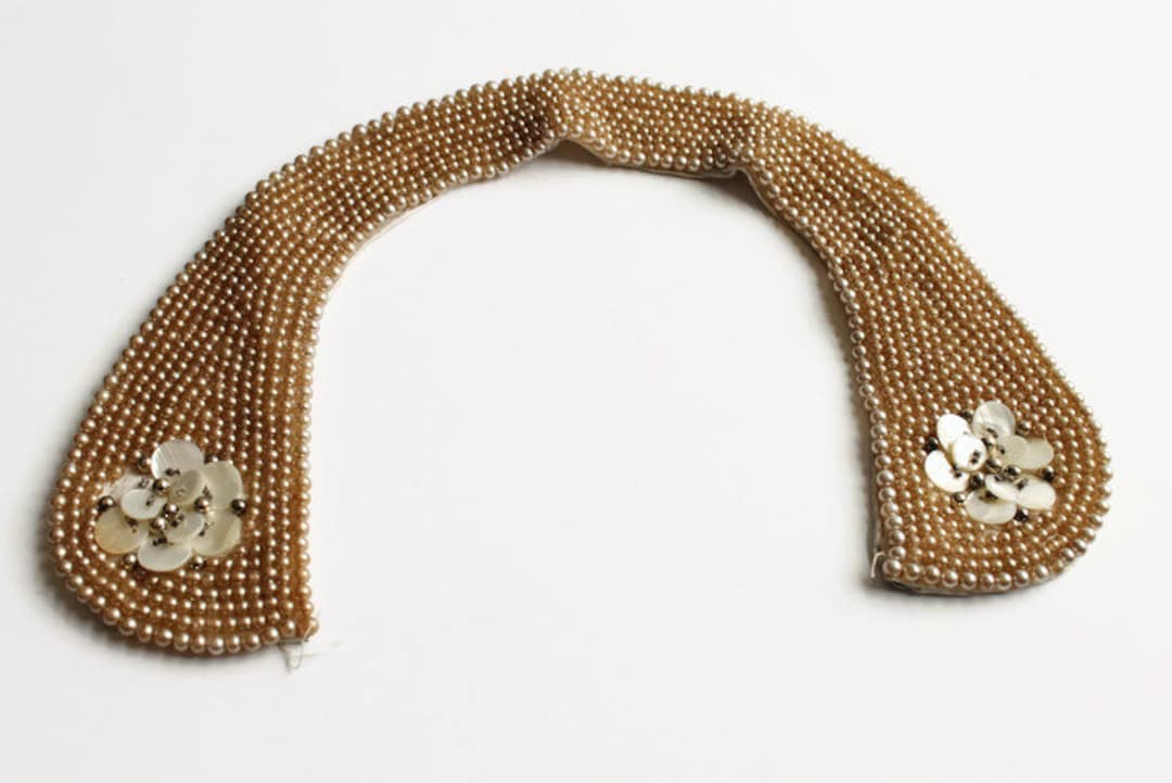Vintage Beaded Faux Pearl Collar - Flower Collar - Made in Japan ...