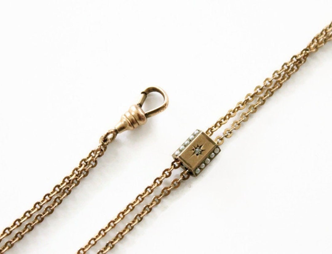 Antique Victorian Slide Chain Lorgnette - Diamond Starburst Seed Pearls ...