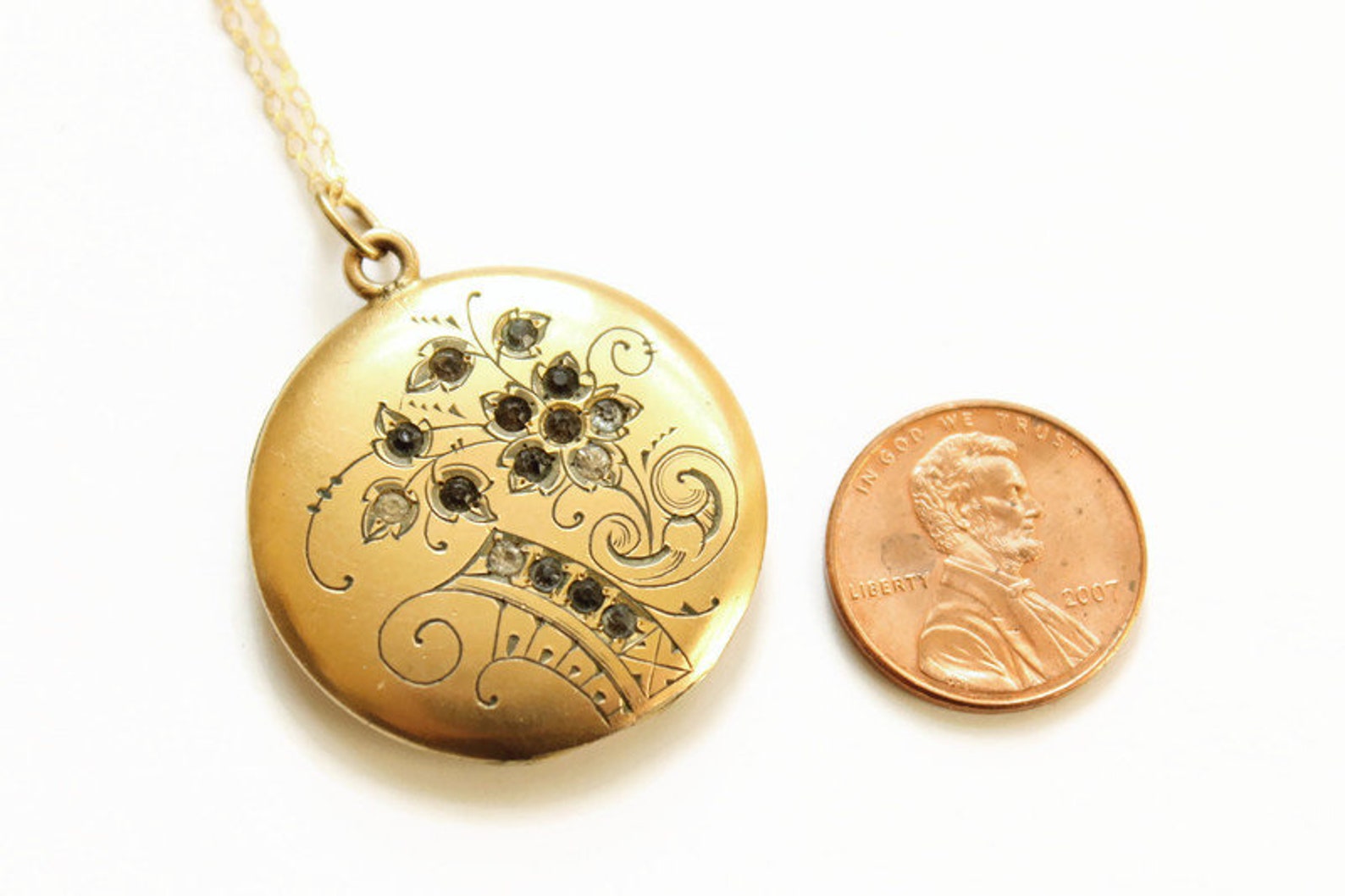 Art Nouveau Gold Locket - Vintage Gold Filled Locket Necklace - Foster ...