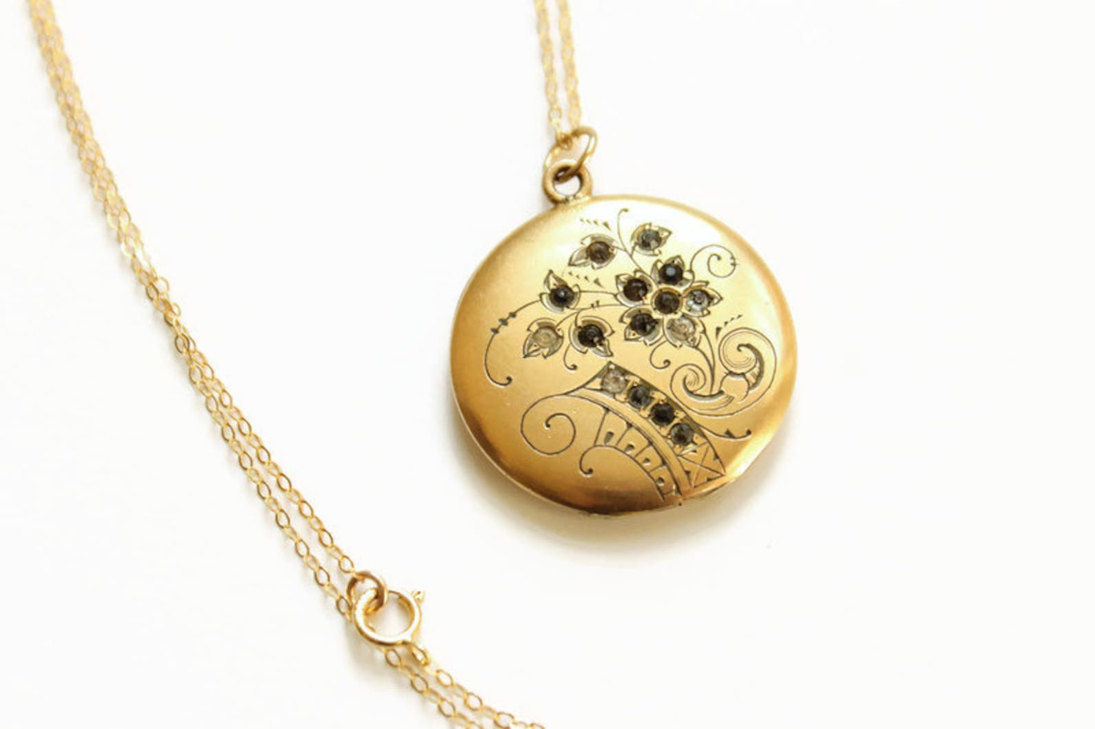 Art Nouveau Gold Locket - Vintage Gold Filled Locket Necklace - Foster ...