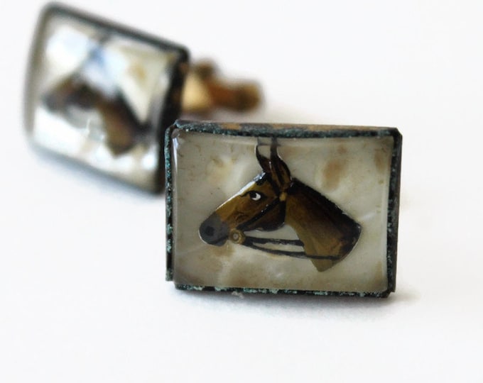 Vintage Anson Brown Horse Reverse Cut Crystal Intaglio Cufflinks - Etsy