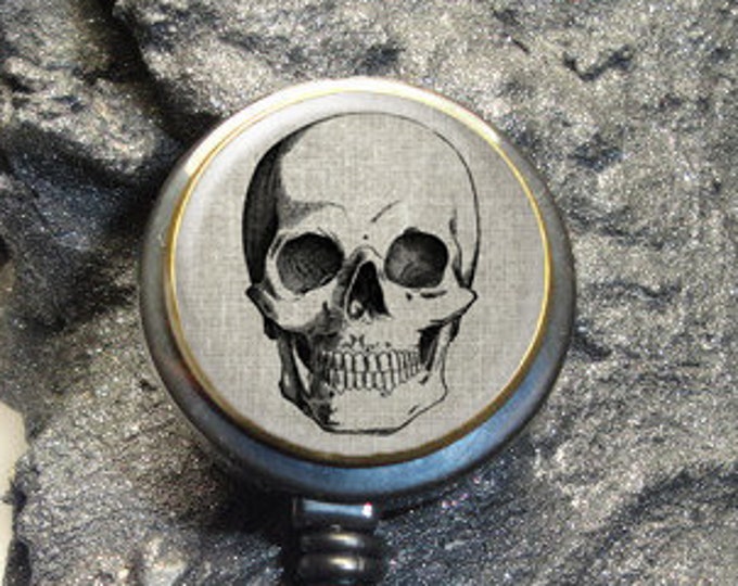 Human Skull Badge Reel - Skull Badge Holder - Nursing Badge Reel ...