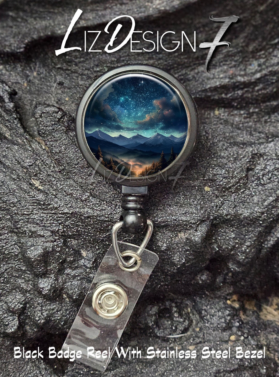 Landscape Night Sky Retractable Badge Holder - Night Sky Artwork Badge ...