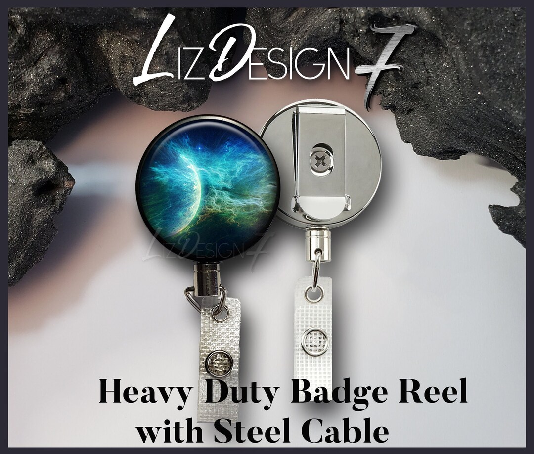 Nebula Heavy Duty Badge Reel With Steel Cable - Space Belt Clip Heavy ...
