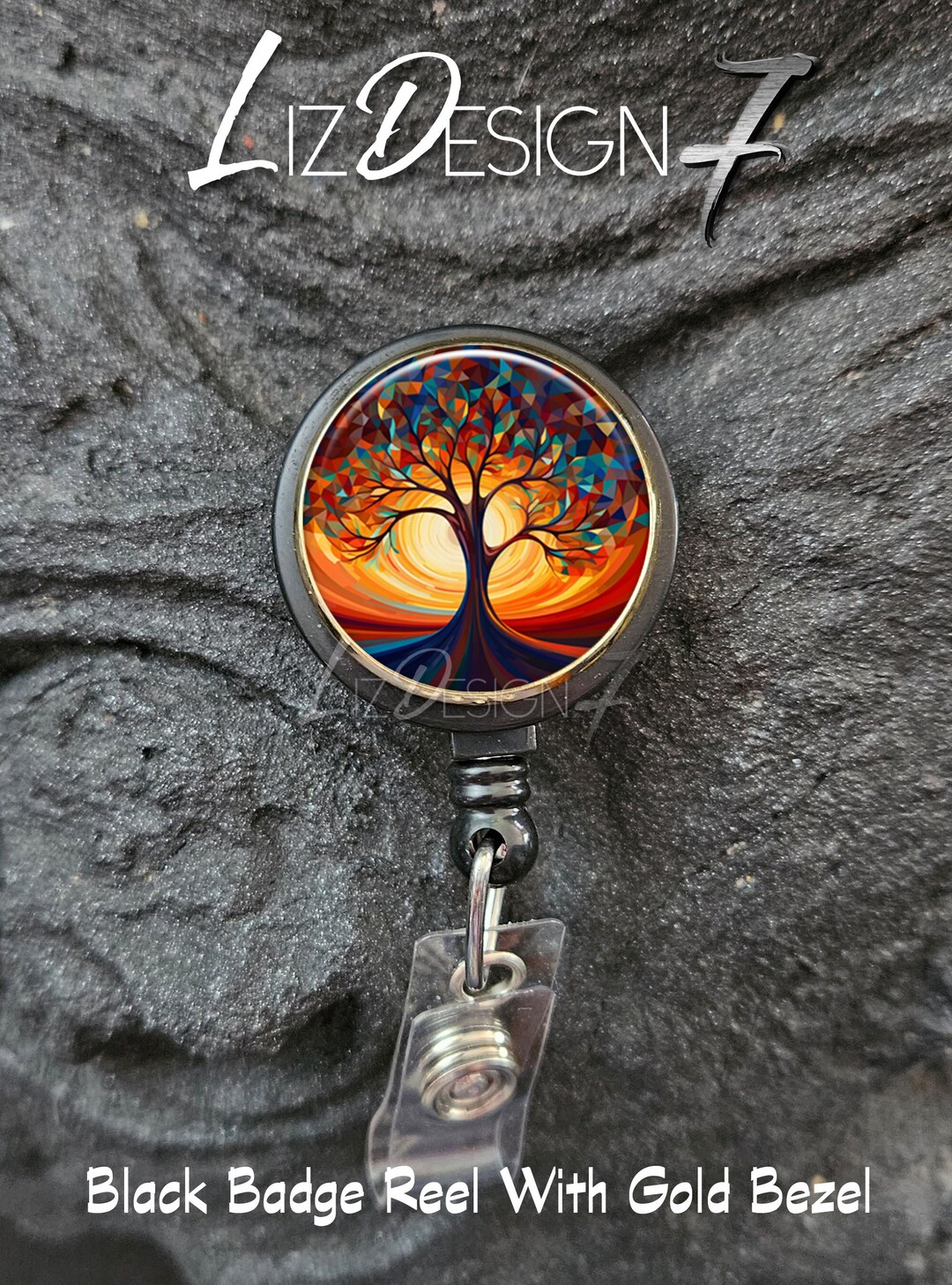 Watercolor Tree of Life Retractable Badge Holder - Bright Colors Tree ...