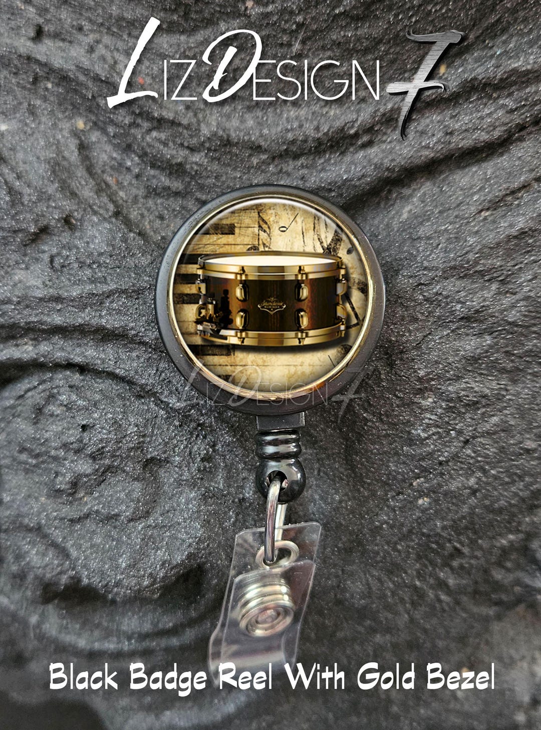 Musical Instrument Badge Reel - Drum Retractable Bade Reel - Drum Badge ...