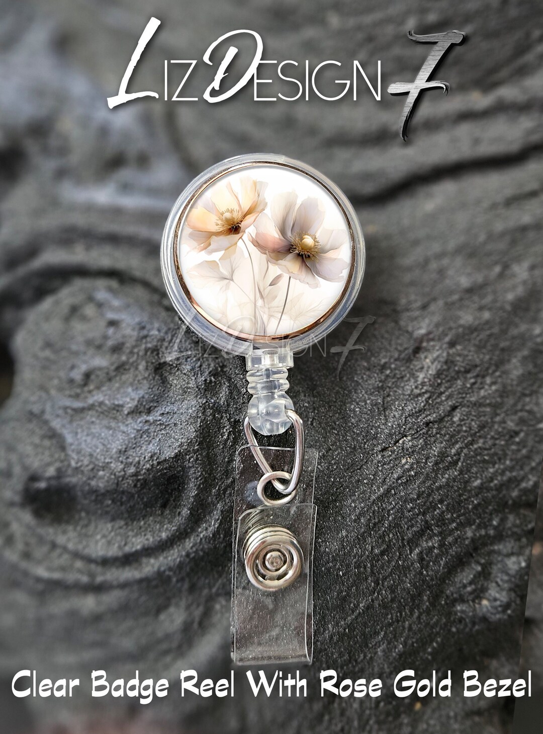 Delicate Flowers Retractable Badge Holder -flowers Badge Reel - Flowers ...