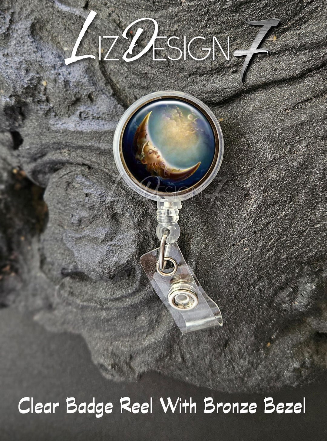 Sleepy Moon Badge Reel – Anesthesia Theme ID Holder -49 - Etsy