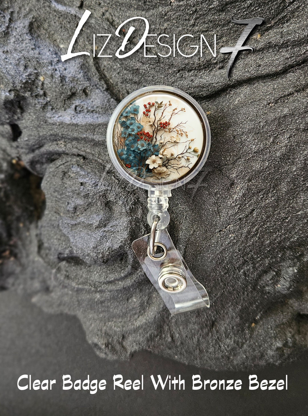 Delicate Flowers Retractable Badge Holder -flowers Badge Reel - Flowers ...