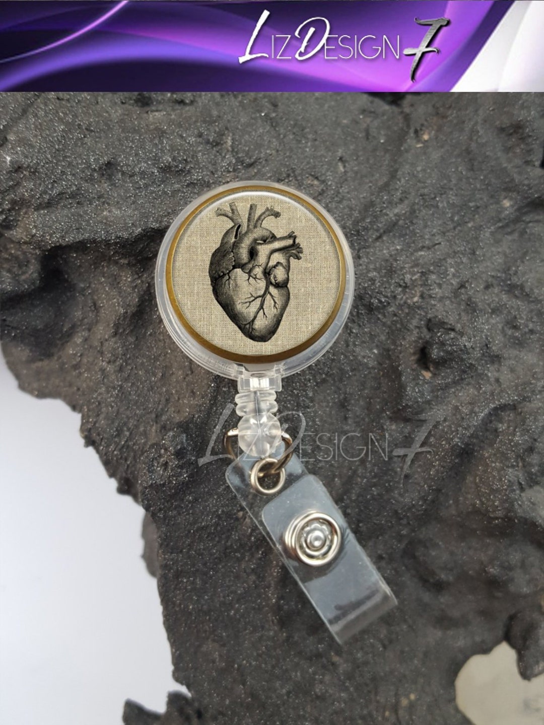 Human Heart Badge Reel - Heart Badge Holder - Nursing Badge Reel ...