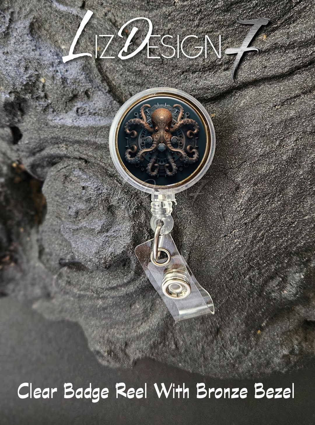 Steampunk Octopus Retractable ID Badge Holder - Steampunk Badge Holder ...