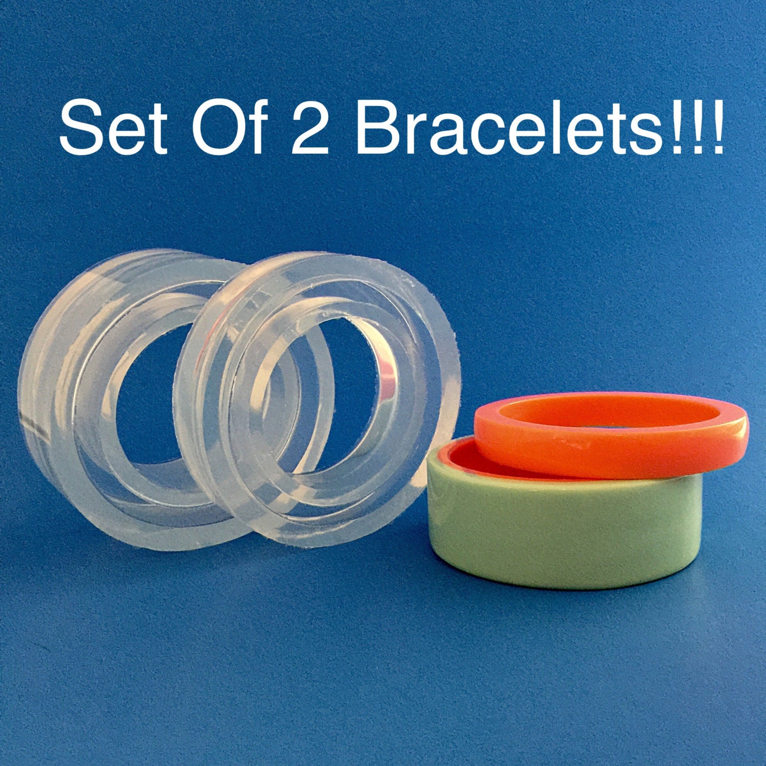 Bangle Molds. Set of Two Bangle Molds. Chunky Smooth Shiny Bracelets ...