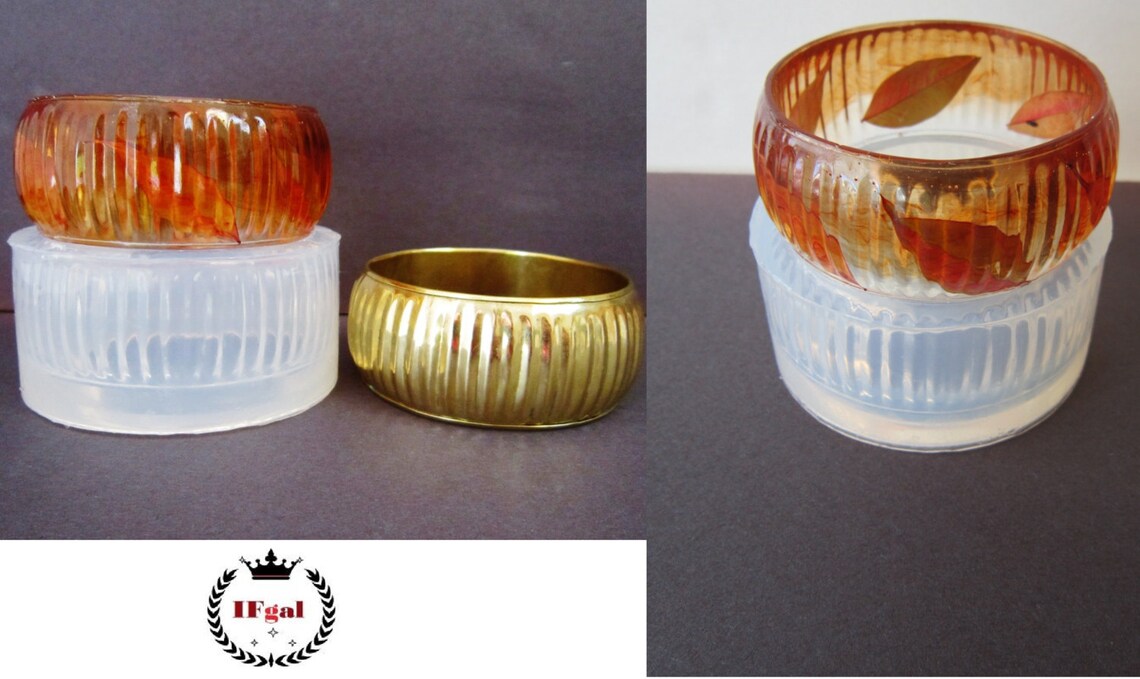 Clear Translucent Flexible Silicone Mold for Round Ribbed Bangle ...
