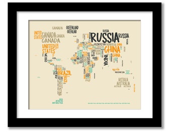 Map with words | Etsy