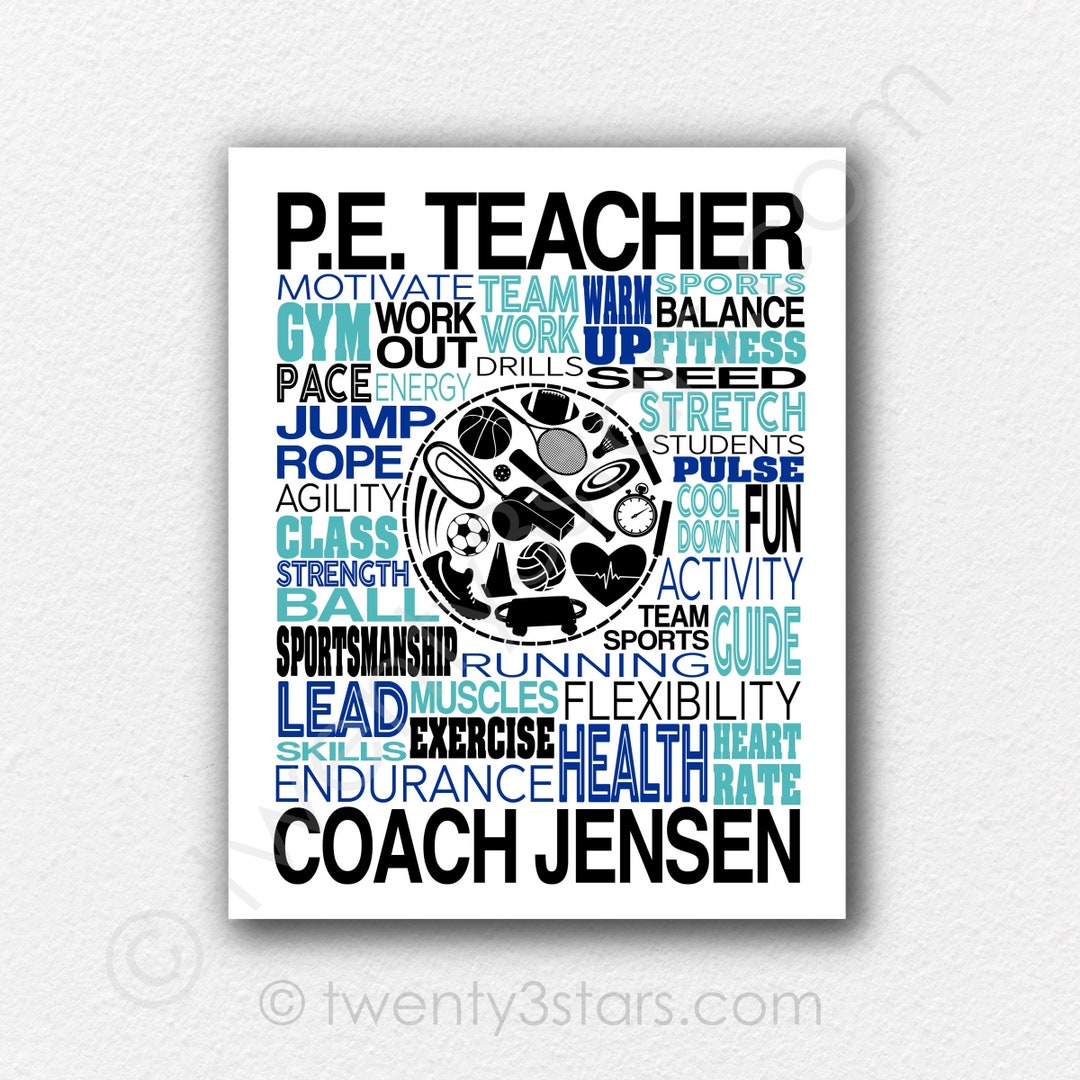 PE Coach Poster, P.E. Educator Gift, Gift for PE Teacher, Teacher Gift ...