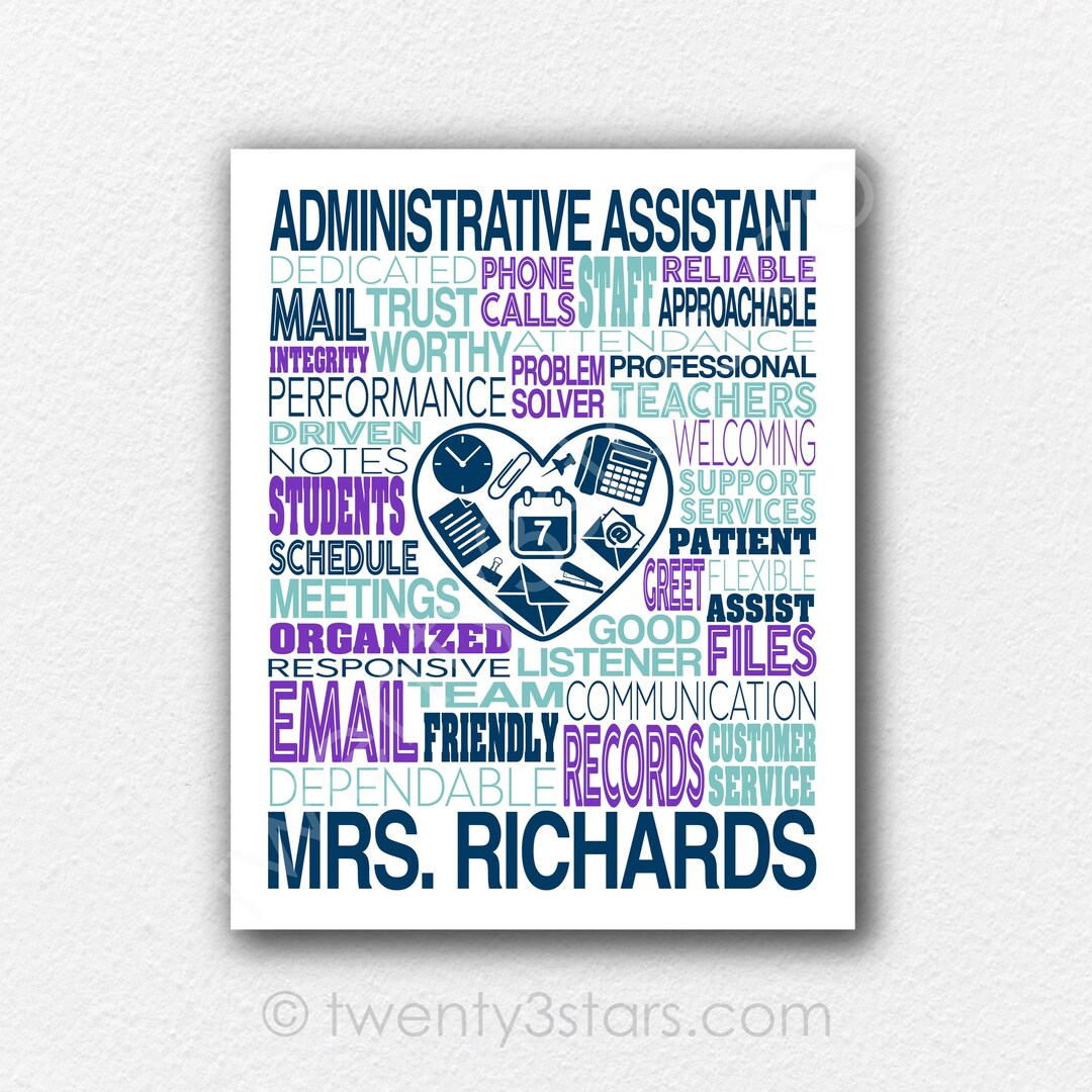 School Office Manager Poster, Administrative Assistant Gift, Gift for ...