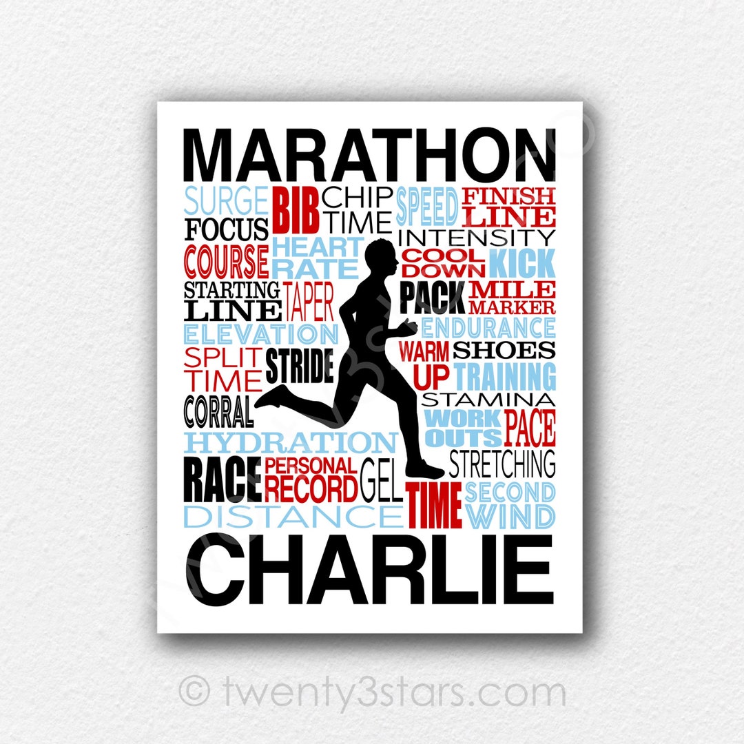 Personalized Marathon Runner Art Print: Custom Race Poster - Etsy