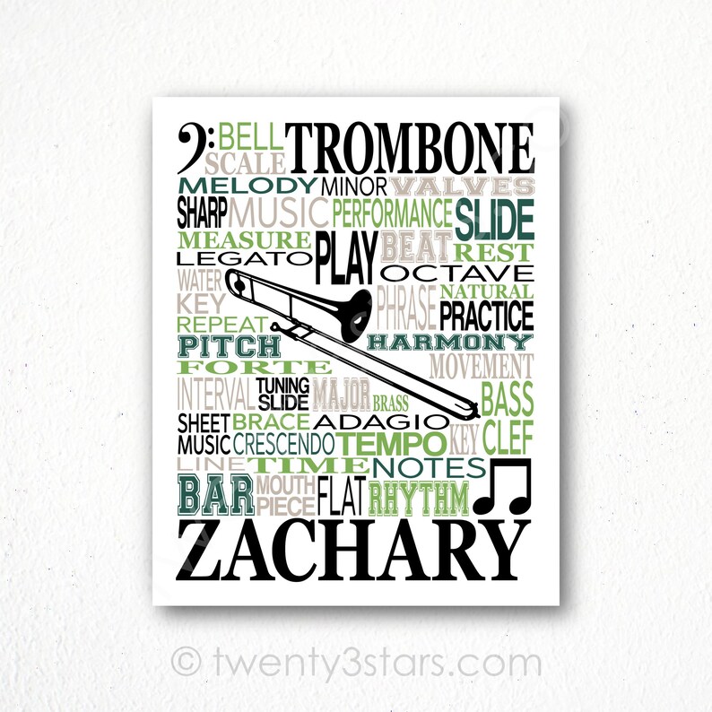 Custom Trombone Typography Poster: Marching Band Art - Etsy