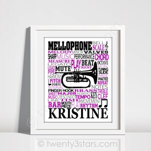 Mellophone Typography Poster, Mellophone Player Gift, Mellophone Gift ...