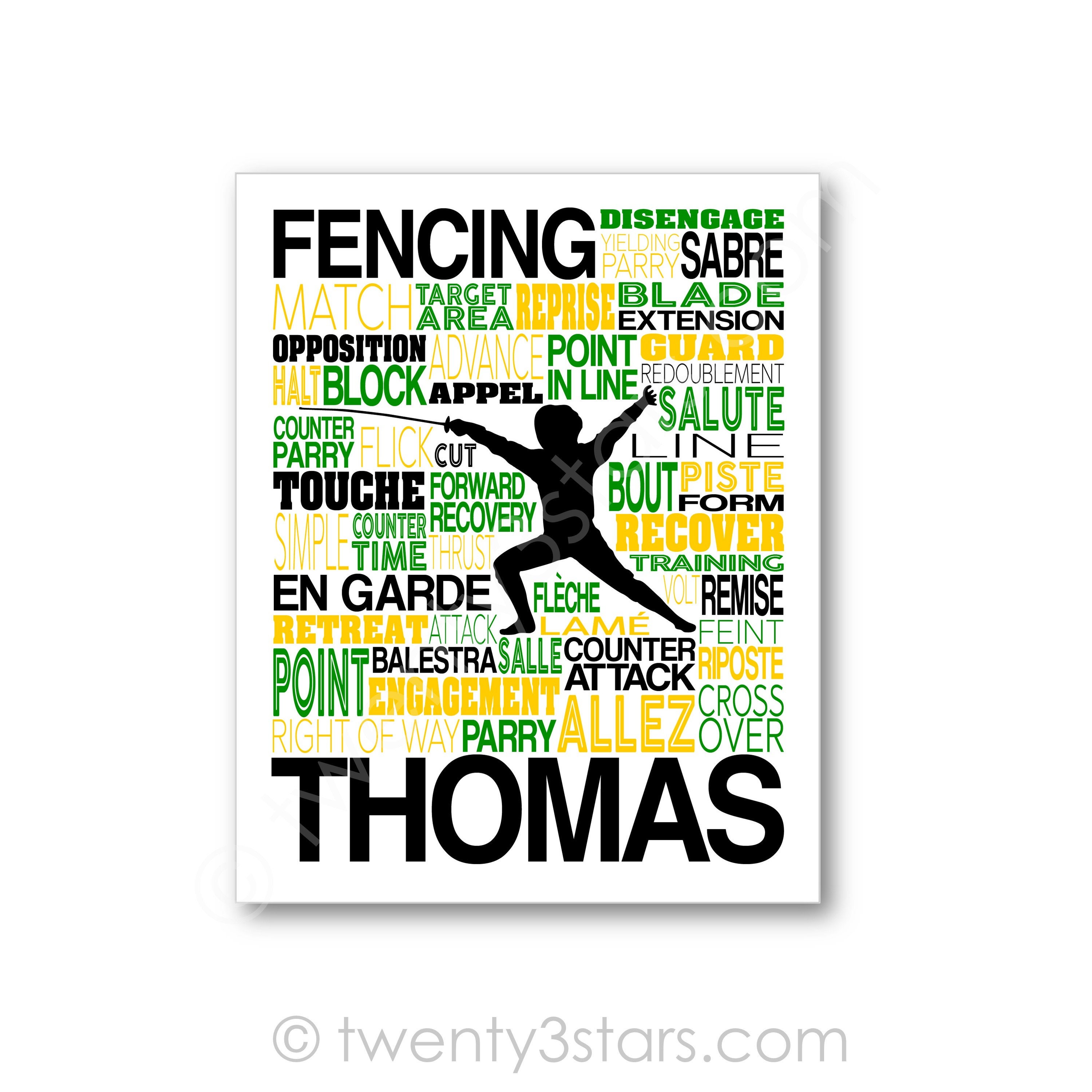 Custom Fencing Poster Fencing Art Fencer Gift Gift for | Etsy