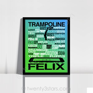 Boy's Trampoline Word Art, Trampolining Gift, Gift for Trampoline ...