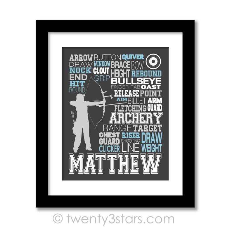 Archery Word Art Poster Gift for Archer Archery Art Print | Etsy