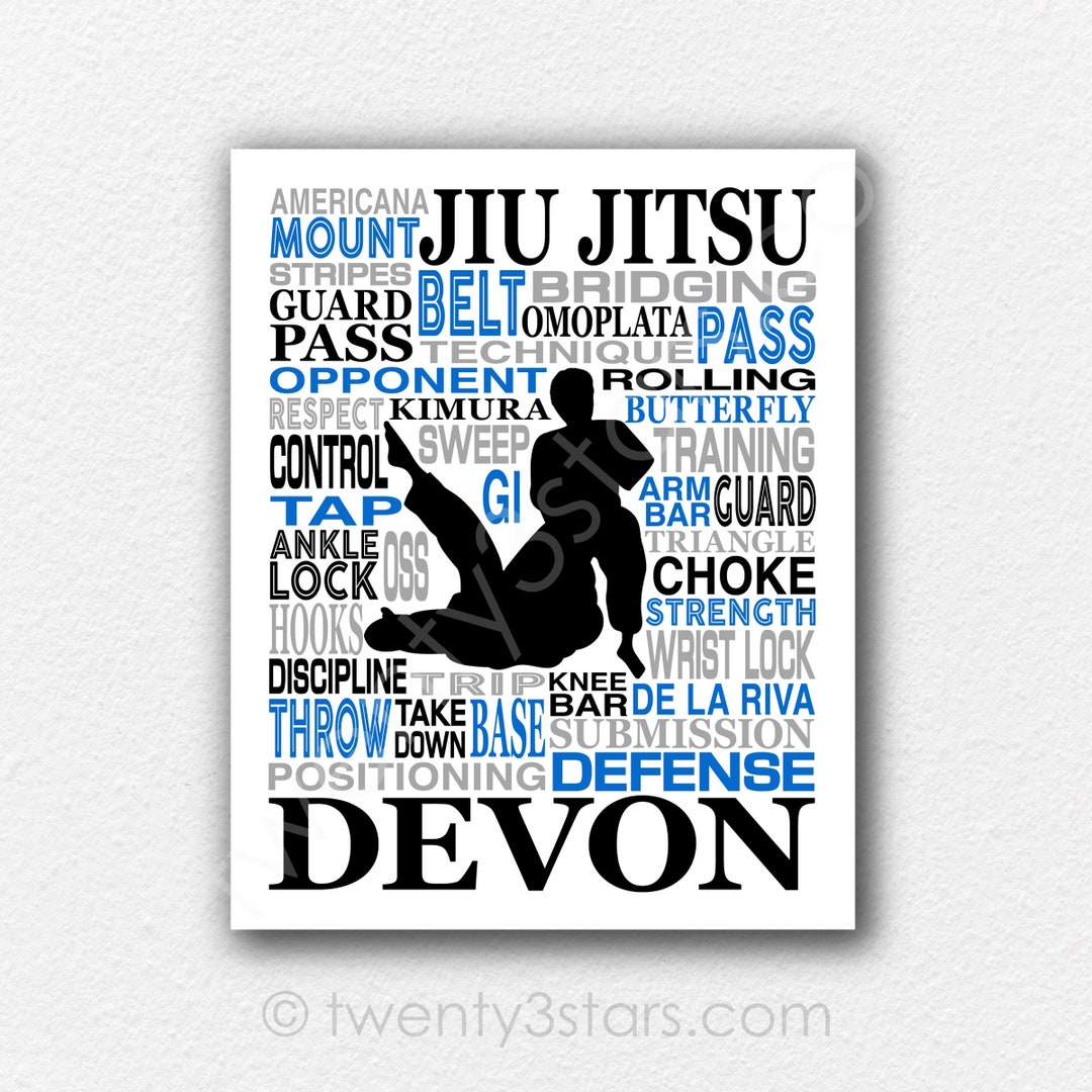 Jiu Jitsu Word Art, Jiu Jitsu Gift, Gift for Martial Artist, Ju Jitsu ...