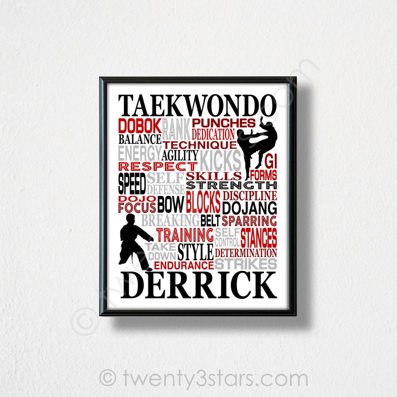 Taekwondo Typography Poster Gift for Martial Artist Tae Kwon - Etsy