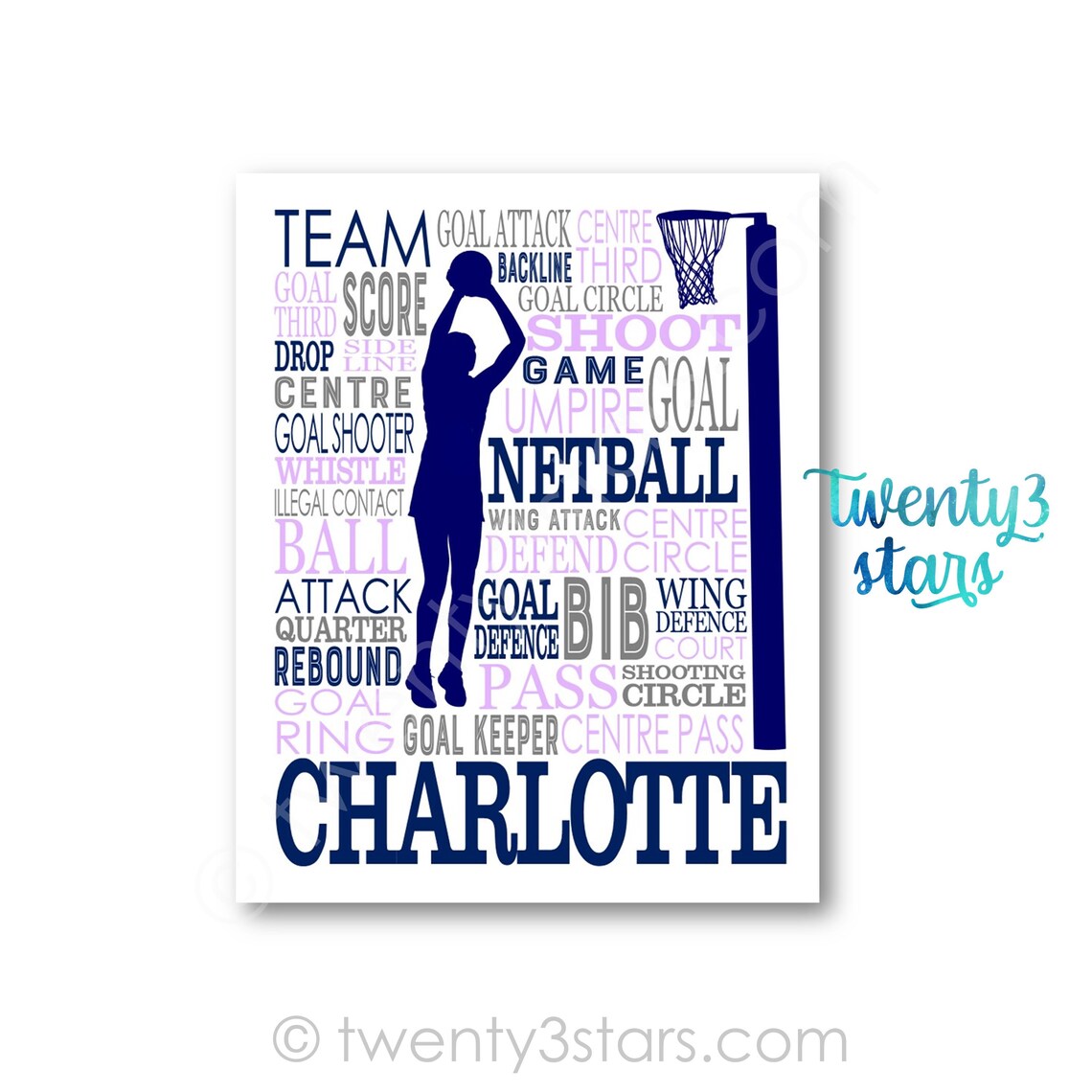 Netball Poster Typography Girls Netball Art Netball Team - Etsy