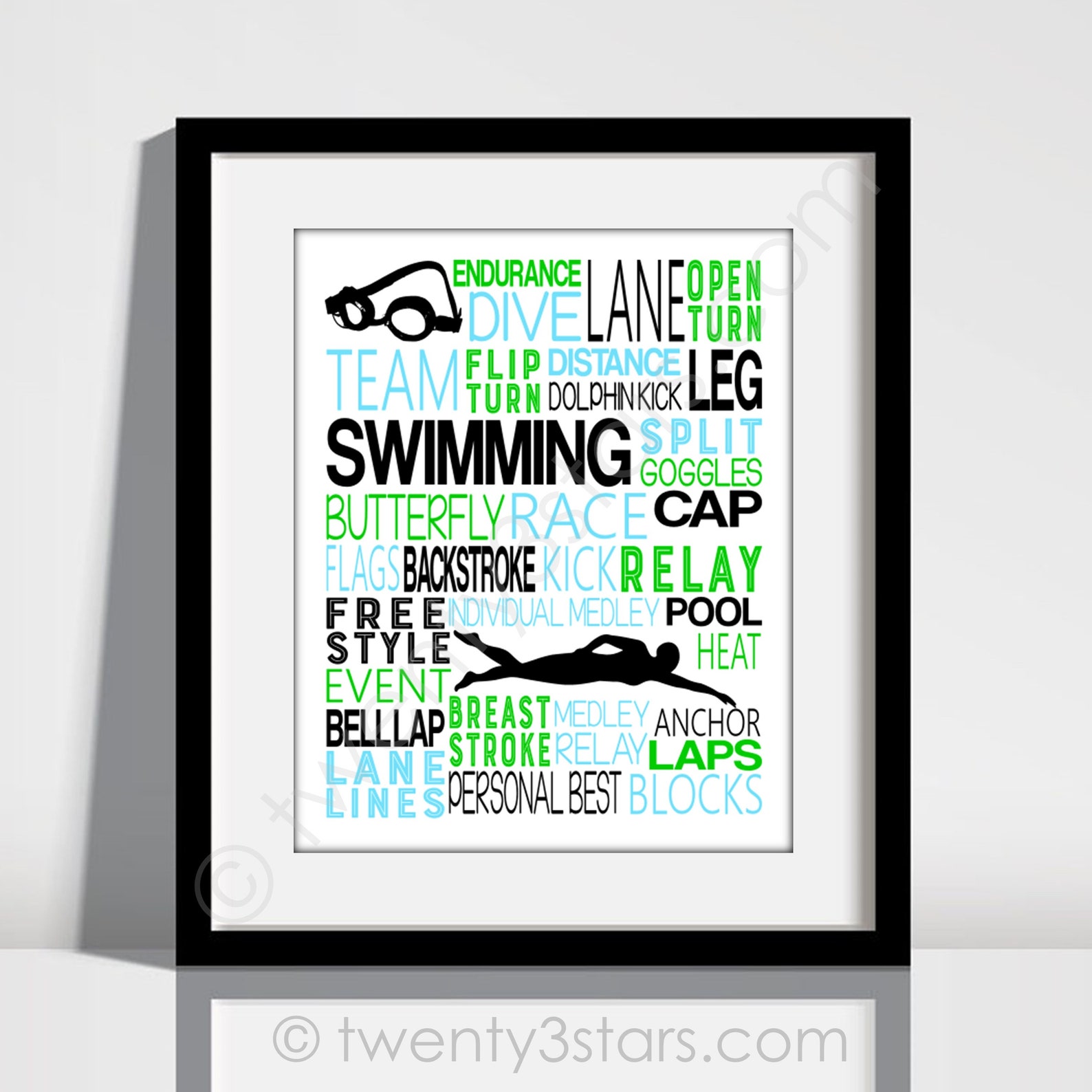 Swimming Word Art Swimmer Typography Swim Gift Gift for | Etsy