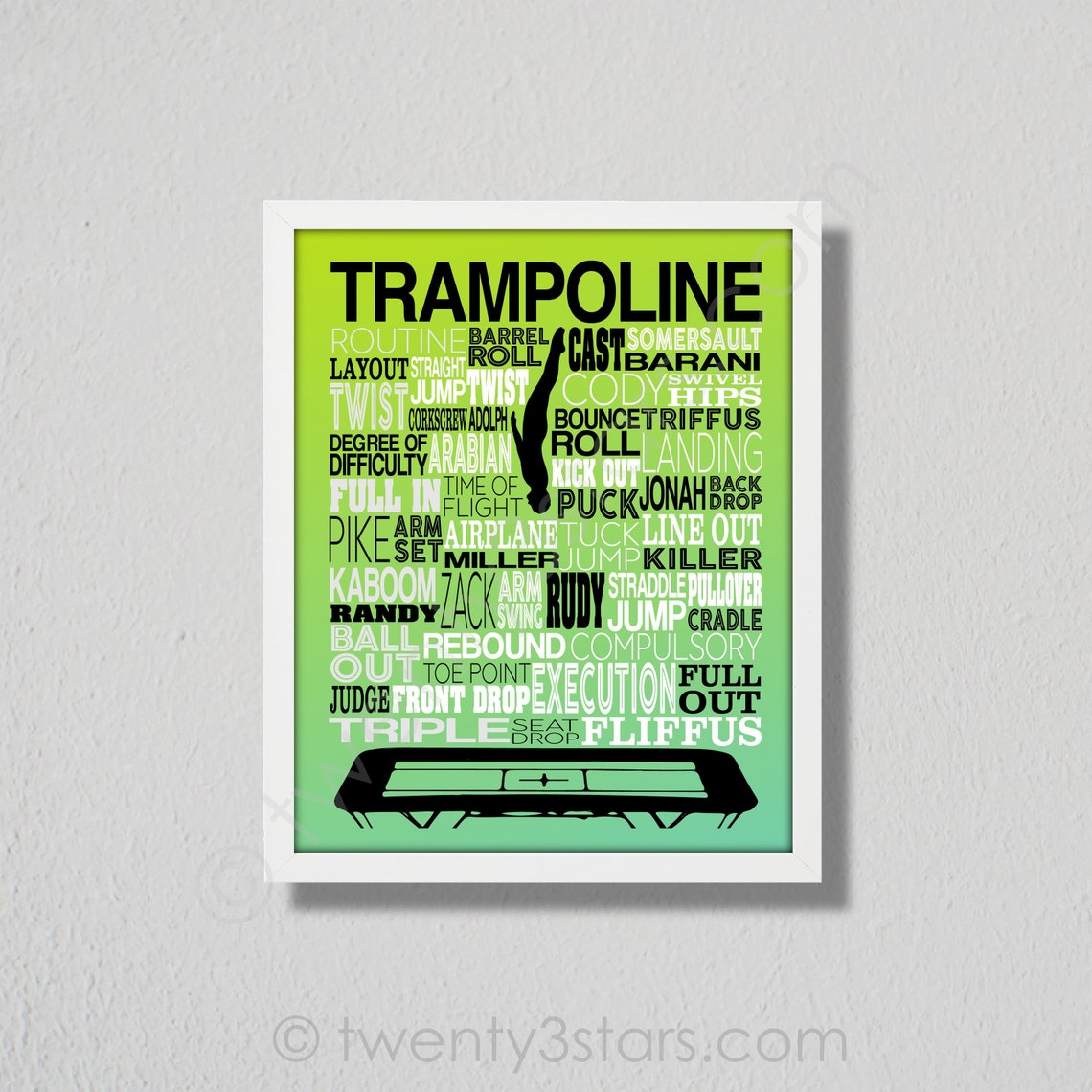 Boy's Trampoline Word Art Trampolining Gift Gift for | Etsy