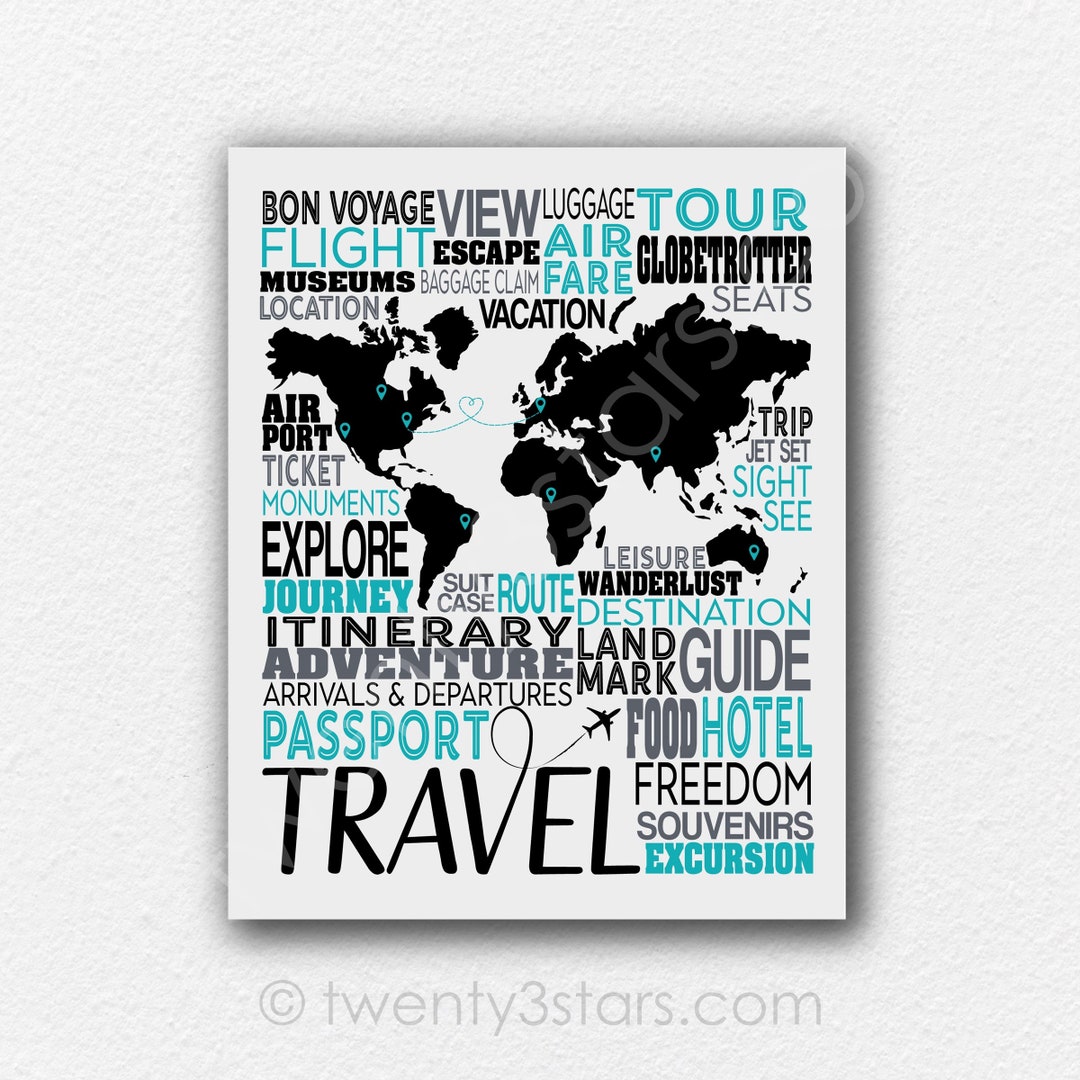 Traveler Word Art, Globetrotter Gift, Travel Word Art, Gift for Travel ...