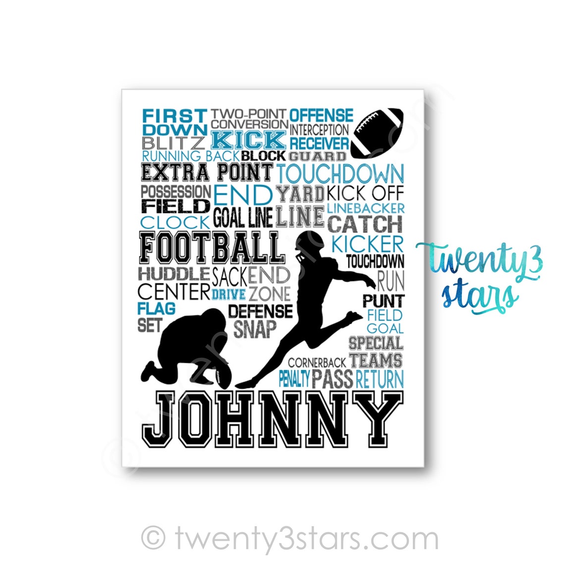 Football Kicker Art Football Typography Poster Football Team | Etsy