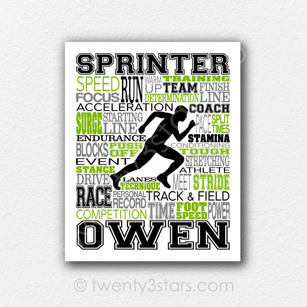 Boy's Sprinter Art, Personalized Track and Field Poster, Gift for ...