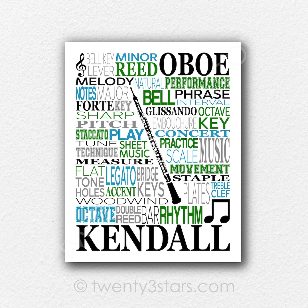 Oboe Typography Poster, Oboist Gift, Oboe Player Art, Oboe Gift, Oboe ...