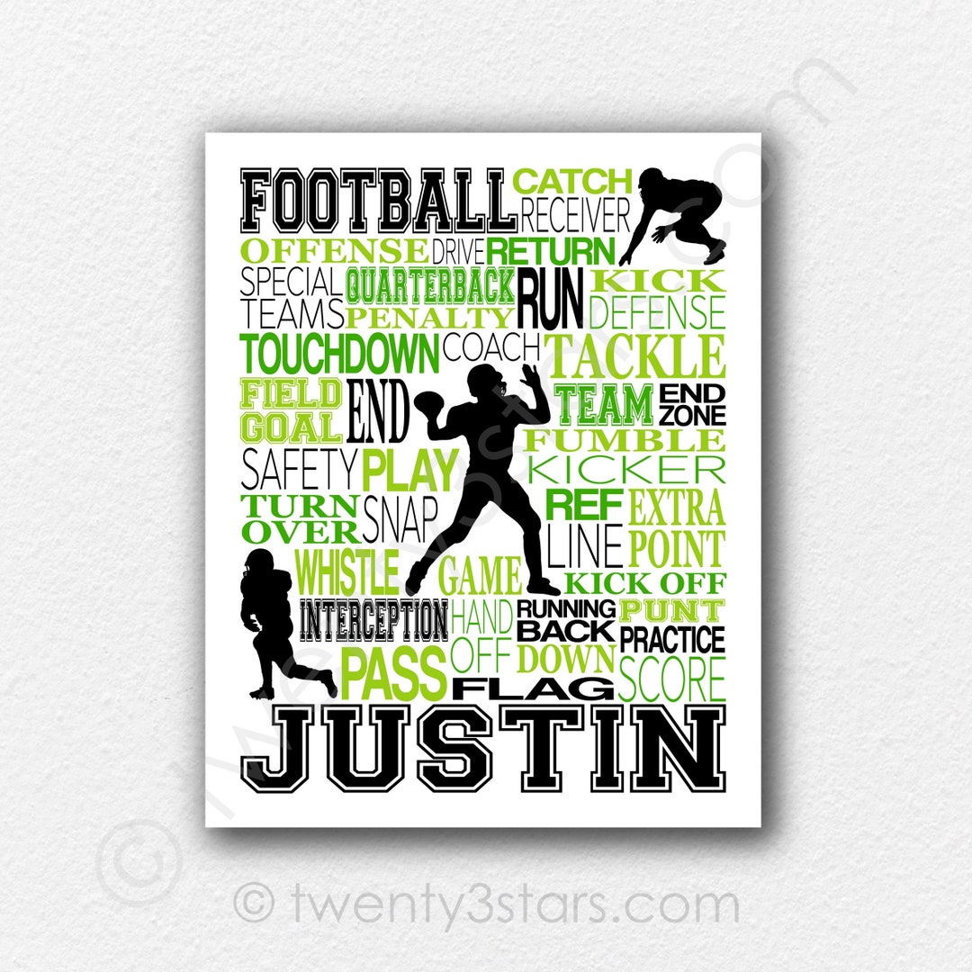 Custom Football Team Art, Football Typography Poster, Football Team ...