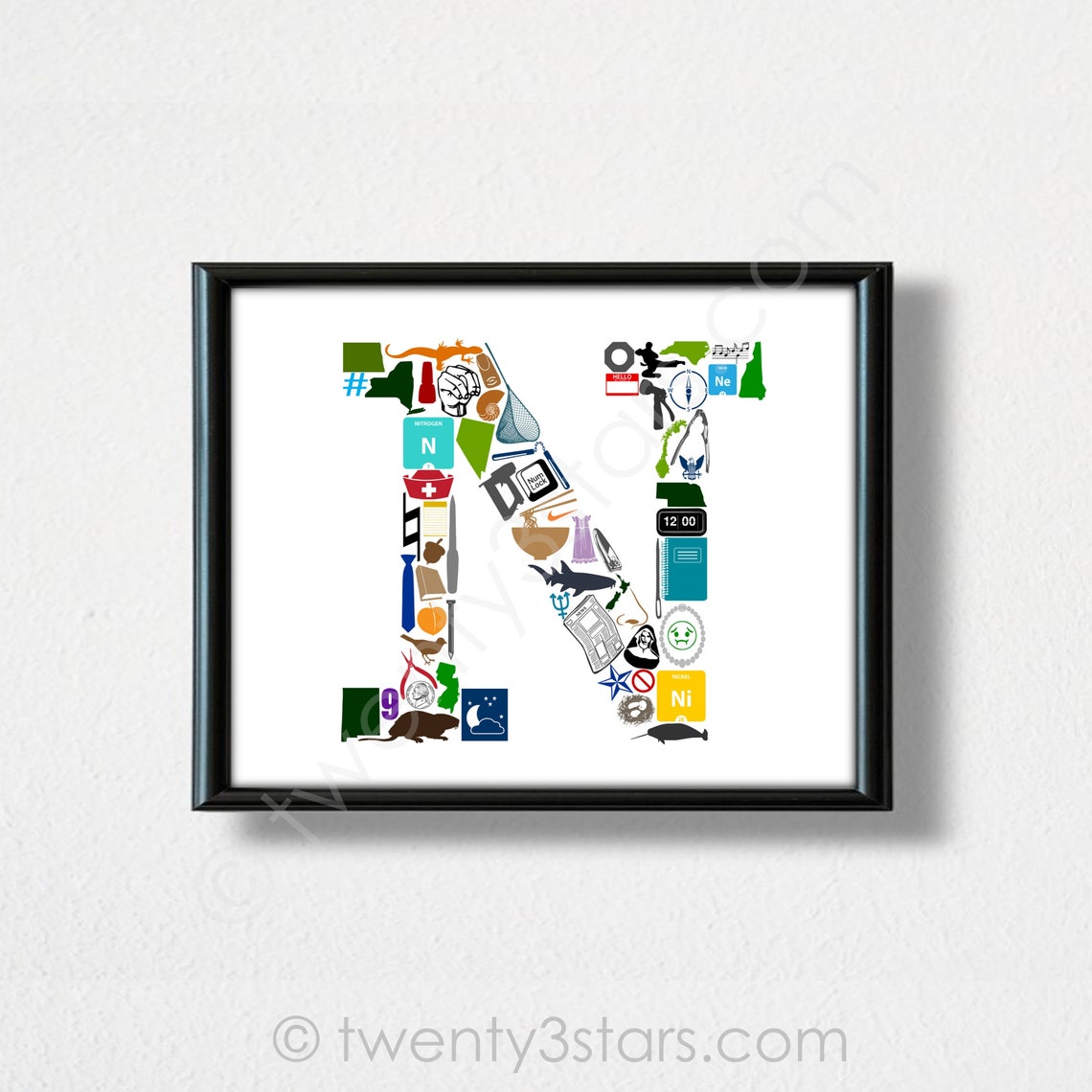 Letter N Poster Letter N is for Art N Nursery Wall Art - Etsy