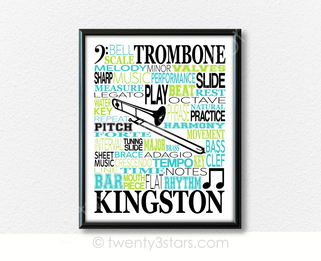 Custom Trombone Poster Trombone Typography Trombone Player - Etsy