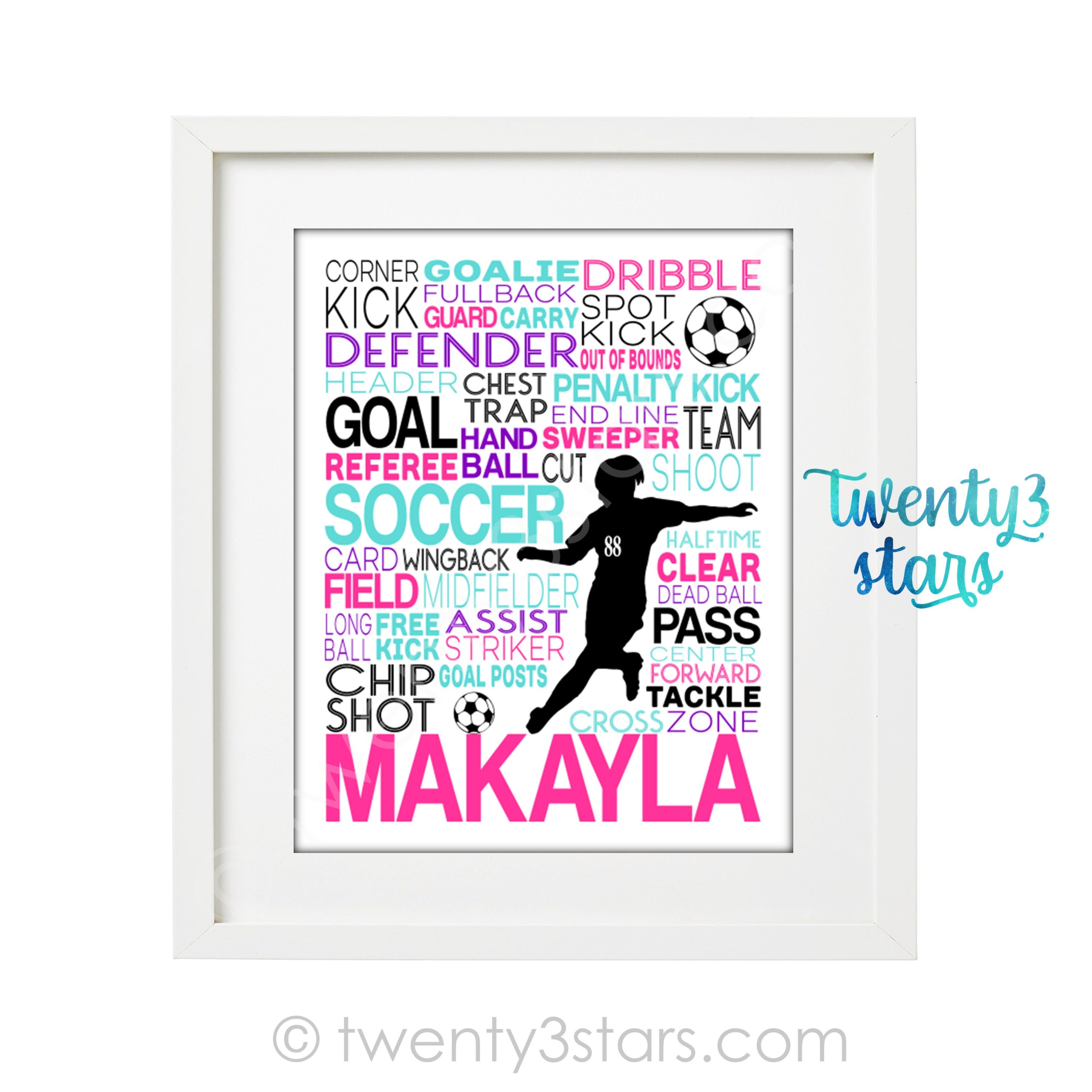 Girl's Soccer Poster Girls Soccer Typography Gift for | Etsy