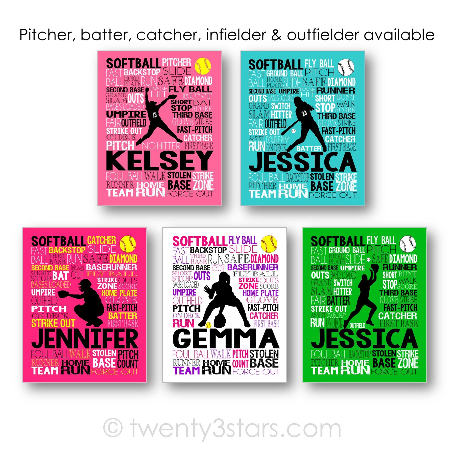 Custom Softball Art Personalized Softball Poster Typography | Etsy