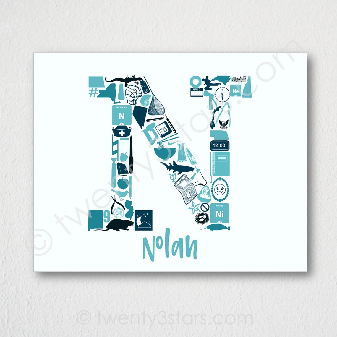 Letter N Poster Letter N is for Art N Nursery Wall Art - Etsy