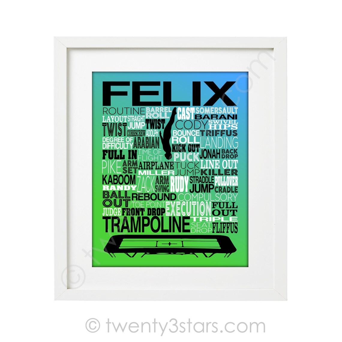 Trampoline Word Art Trampoline Gymnast Gift Gift for | Etsy