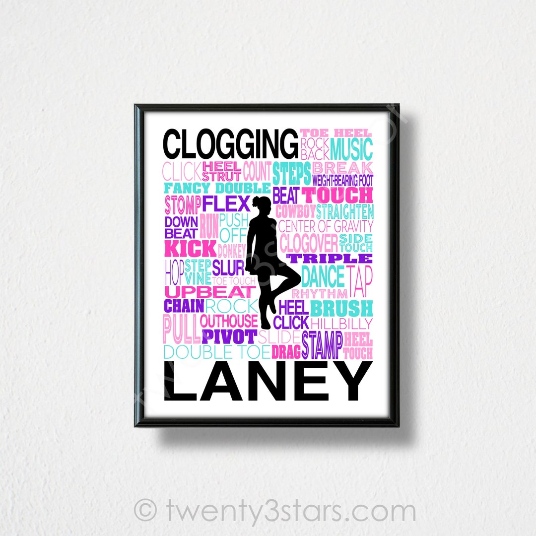 Clogging Typography Poster Personalized Clogging Art - Etsy