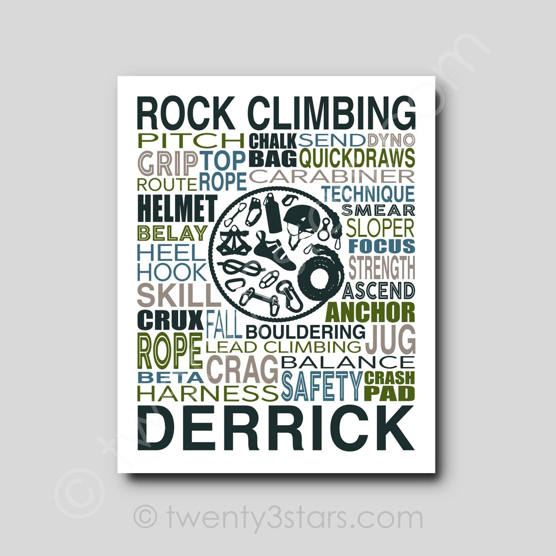 Rock Climbing Typography Art Print: Custom Colors Available - Etsy