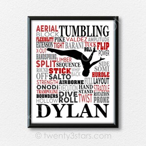 Custom Tumbling Poster, Gymnast Gift, Gift for Tumbler, Gymnastics ...