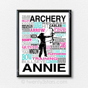 Archery Word Art Poster, Gift for Archer, Archery Art Print, Archery ...