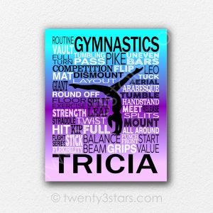 Gymnastics Word Art, Gymnastics Gift, Gift for Gymnasts, Gymnastics ...