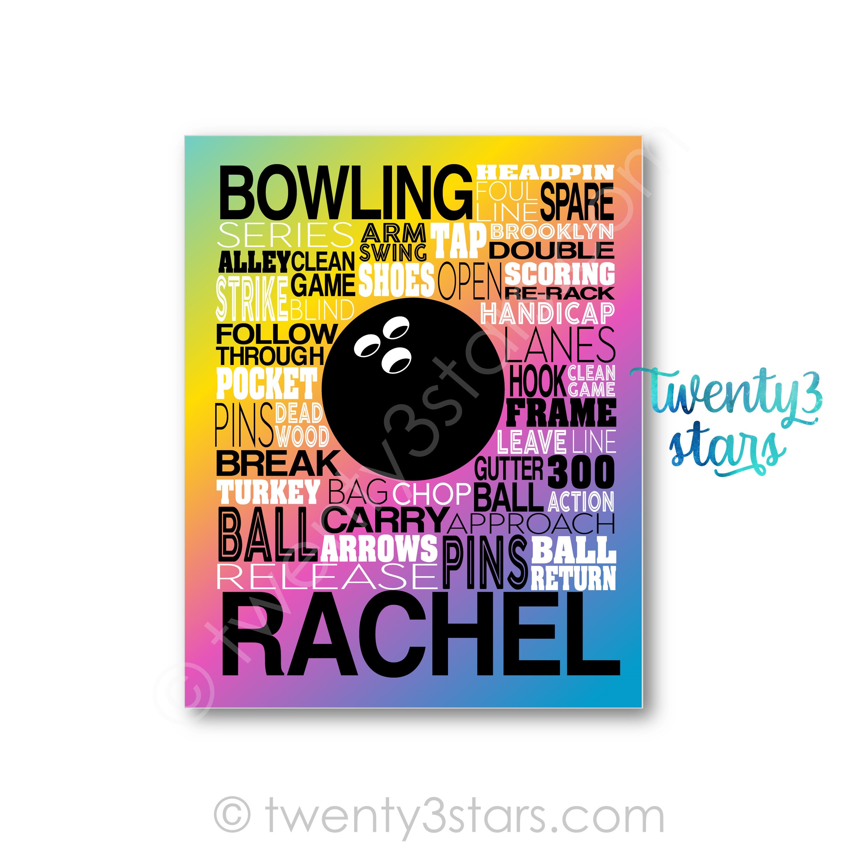 Bowling Word Art Poster Bowling Lover Gift Bowling Team - Etsy.de