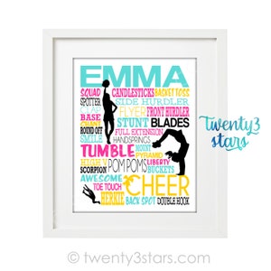 Cheerleading Stunt Team Art Cheer Typography Poster | Etsy